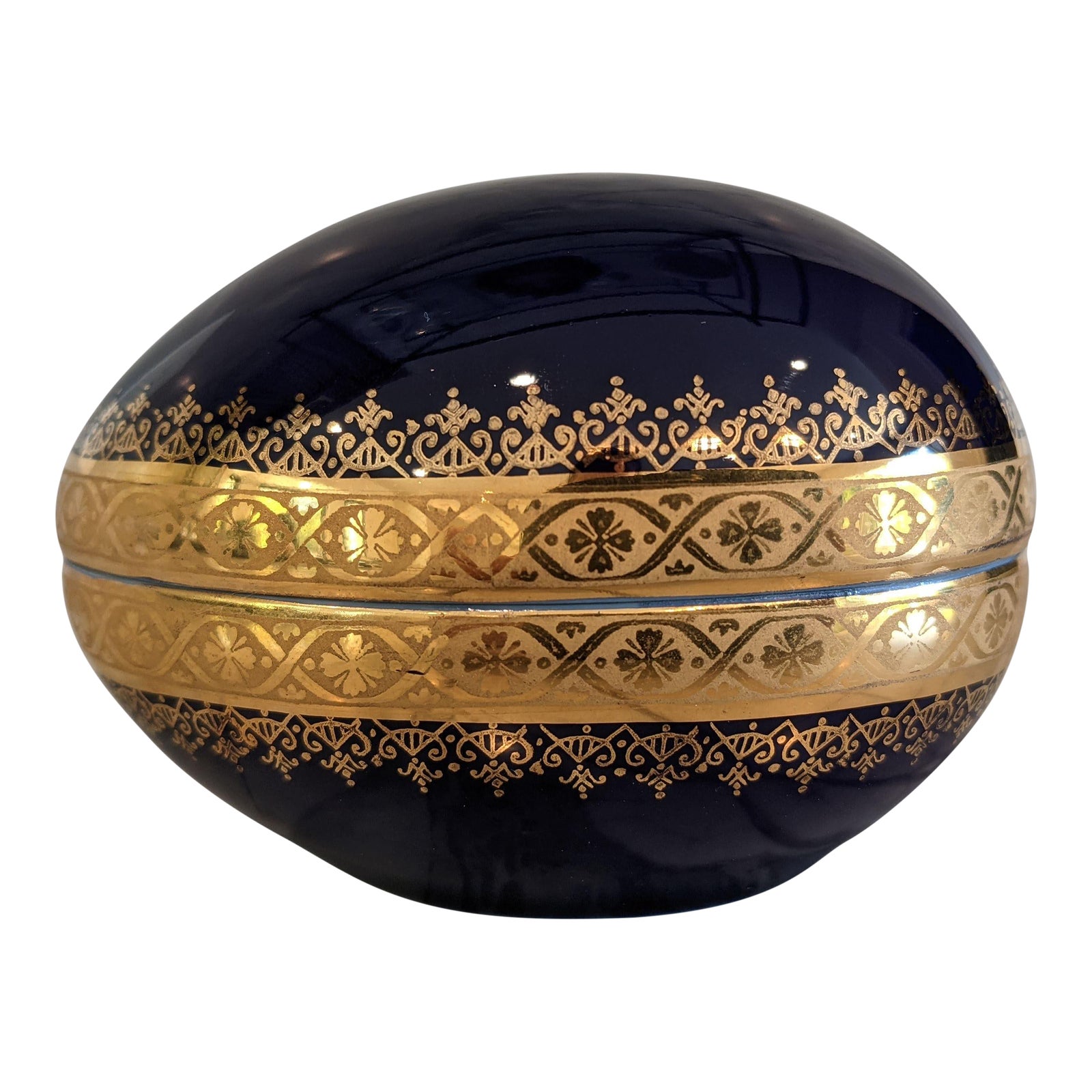 Late 20th Century Limoges Decorative Egg Trinket Box | Chairish