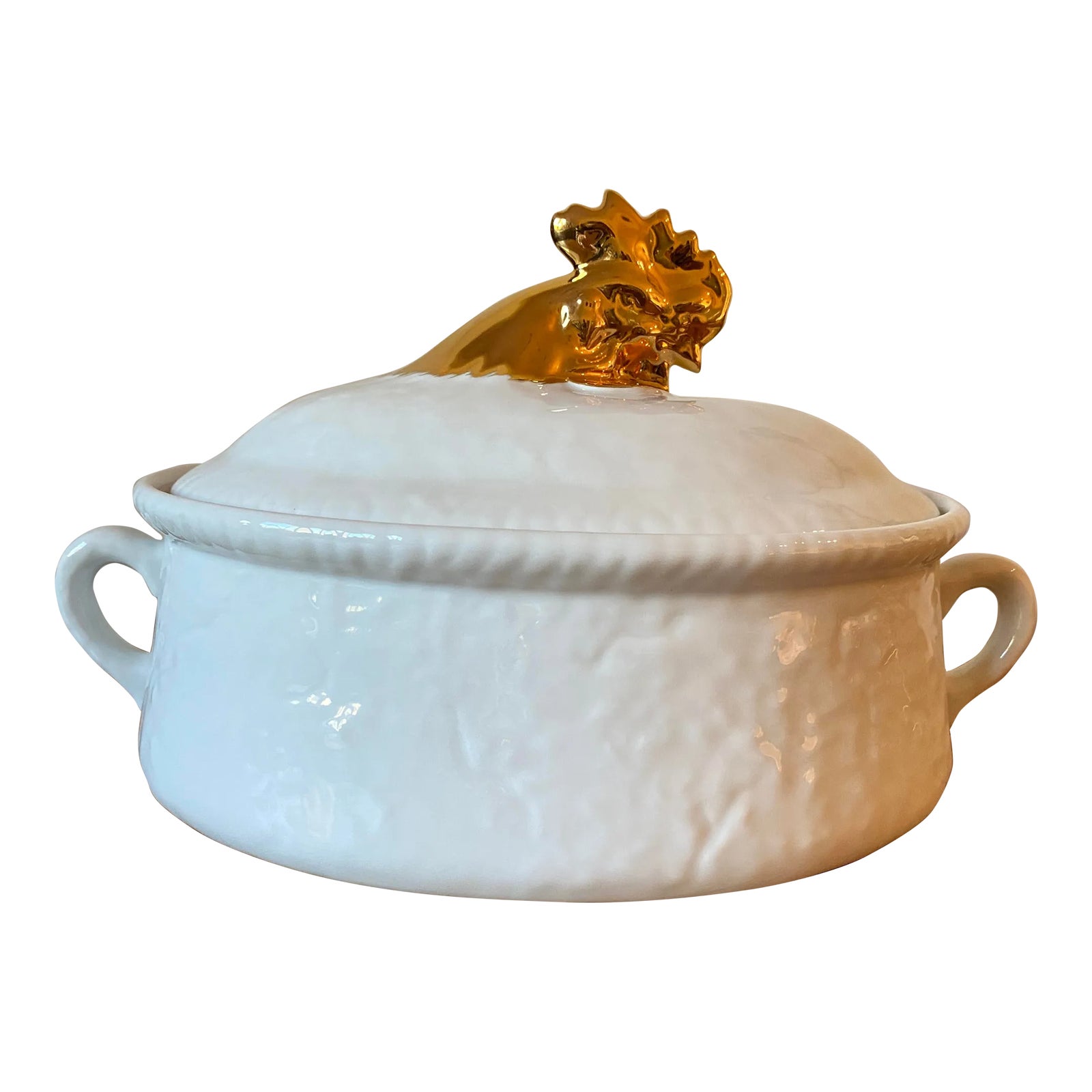 Apilco Chicken Roaster With Gold Chicken Handle | Chairish