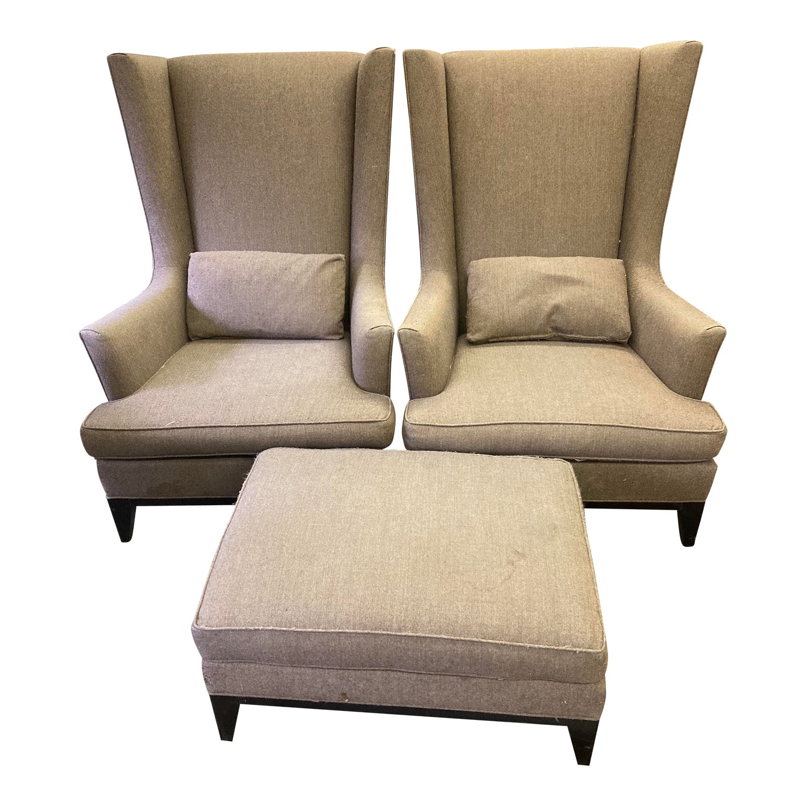 Donghia Heron Wing Lounge Chairs and Ottoman - Set of 3 | Chairish