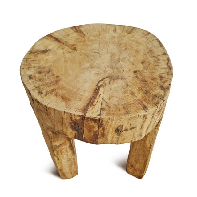Contemporary Rustic Naga Three Leg Wood Table | Chairish