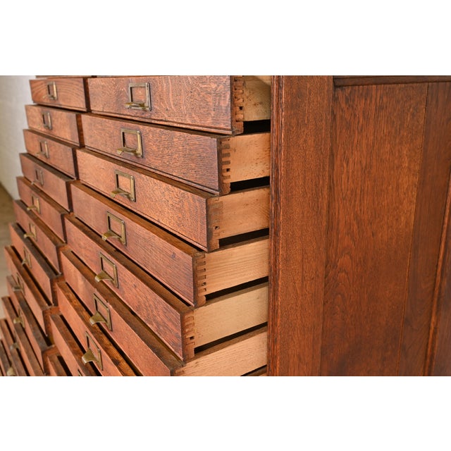 Antique Arts & Crafts Oak 40-Drawer File Cabinet or Chest of Drawers ...