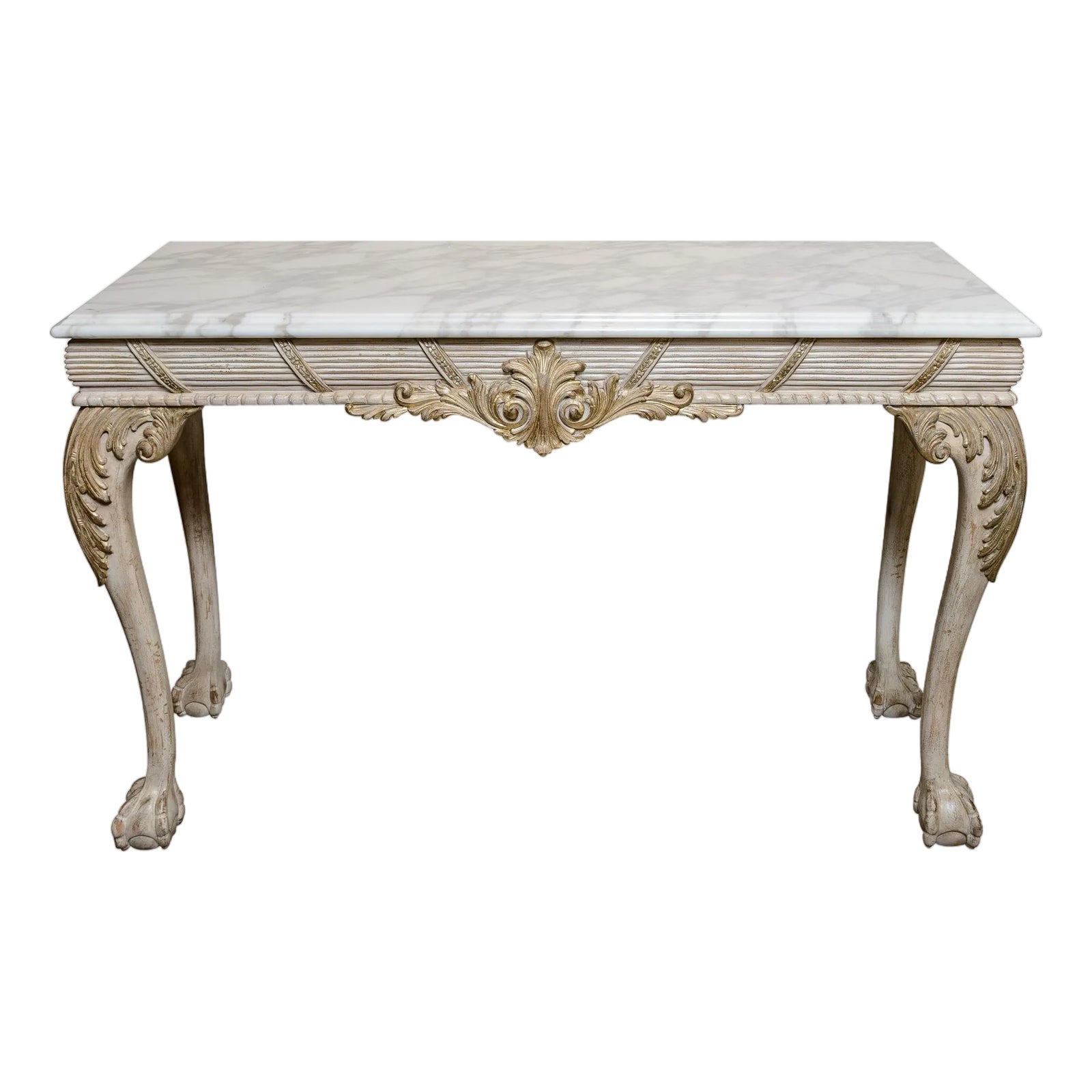 Marble Top Console With White Marble Top | Chairish