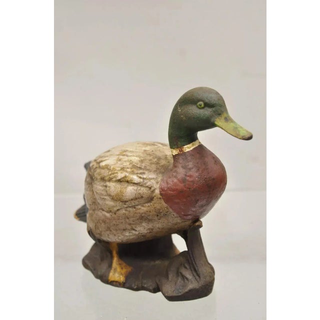 Antique Victorian Cast Iron Figural Painted Mallard Duck Door Stop ...