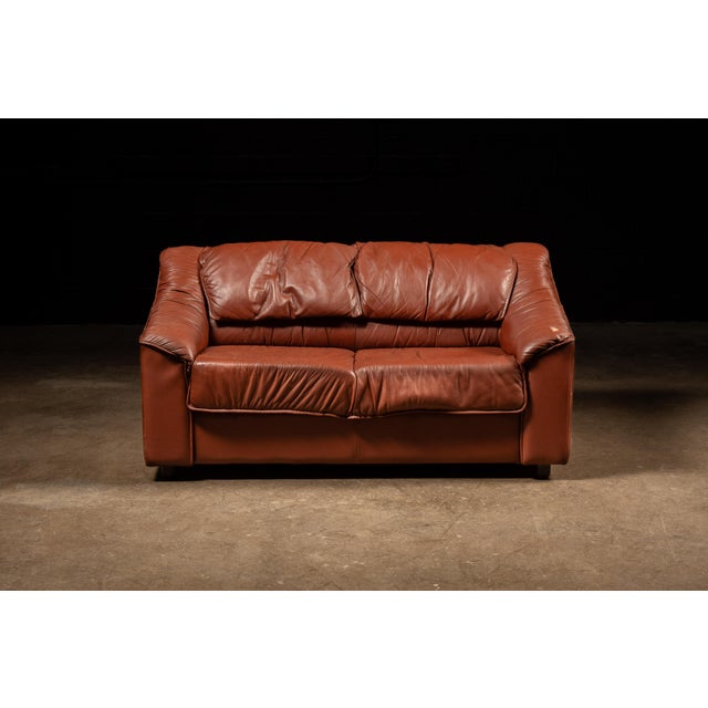 Vintage leather loveseat store