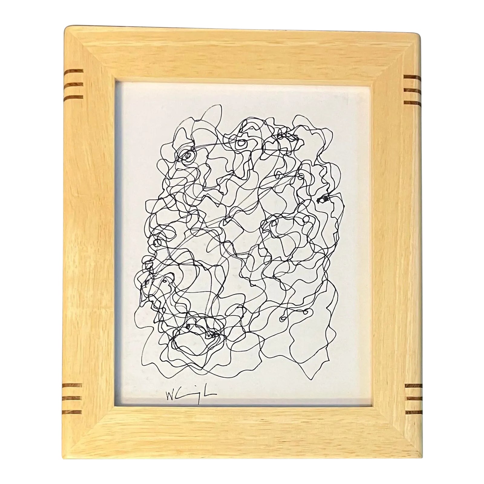 Contemporary Original Wayne Cunningham Abstract Pen and Ink Drawing ...