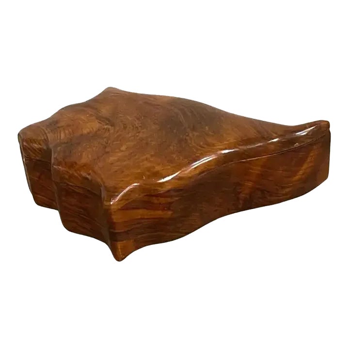 French Modern Specimen Hardwood Carved Conch Shell Motif Box | Chairish