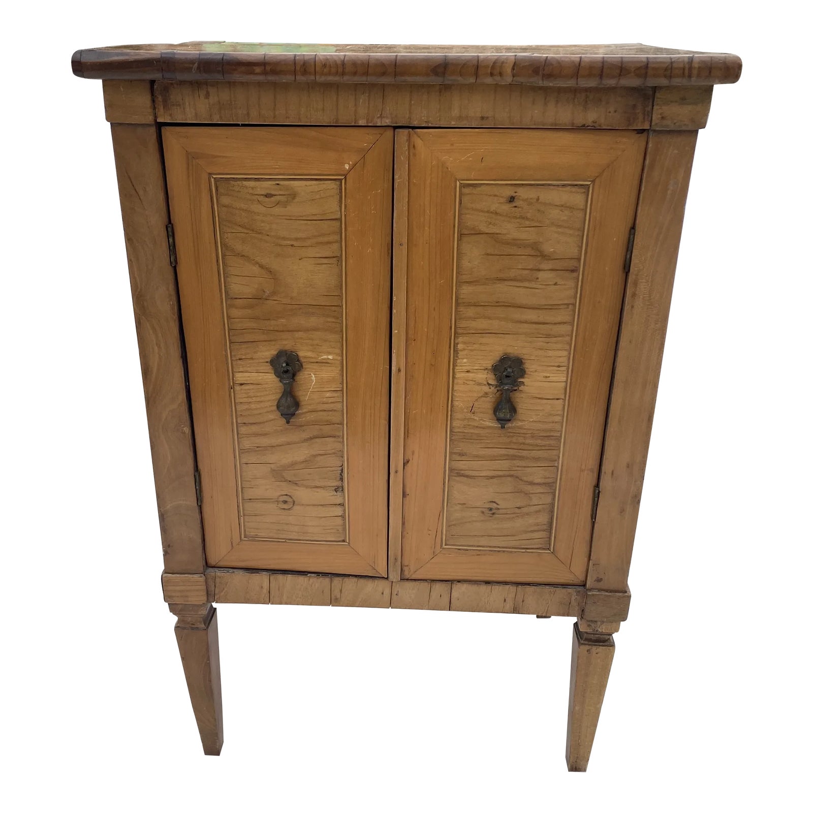 1800s Neoclassical Style Olive Wood Two Door Nightstand | Chairish