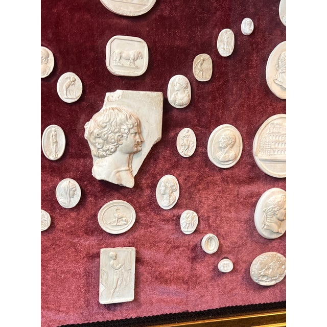 Large Framed Grand Tour Neoclassical Plaster Cast Intaglio Arrangement ...