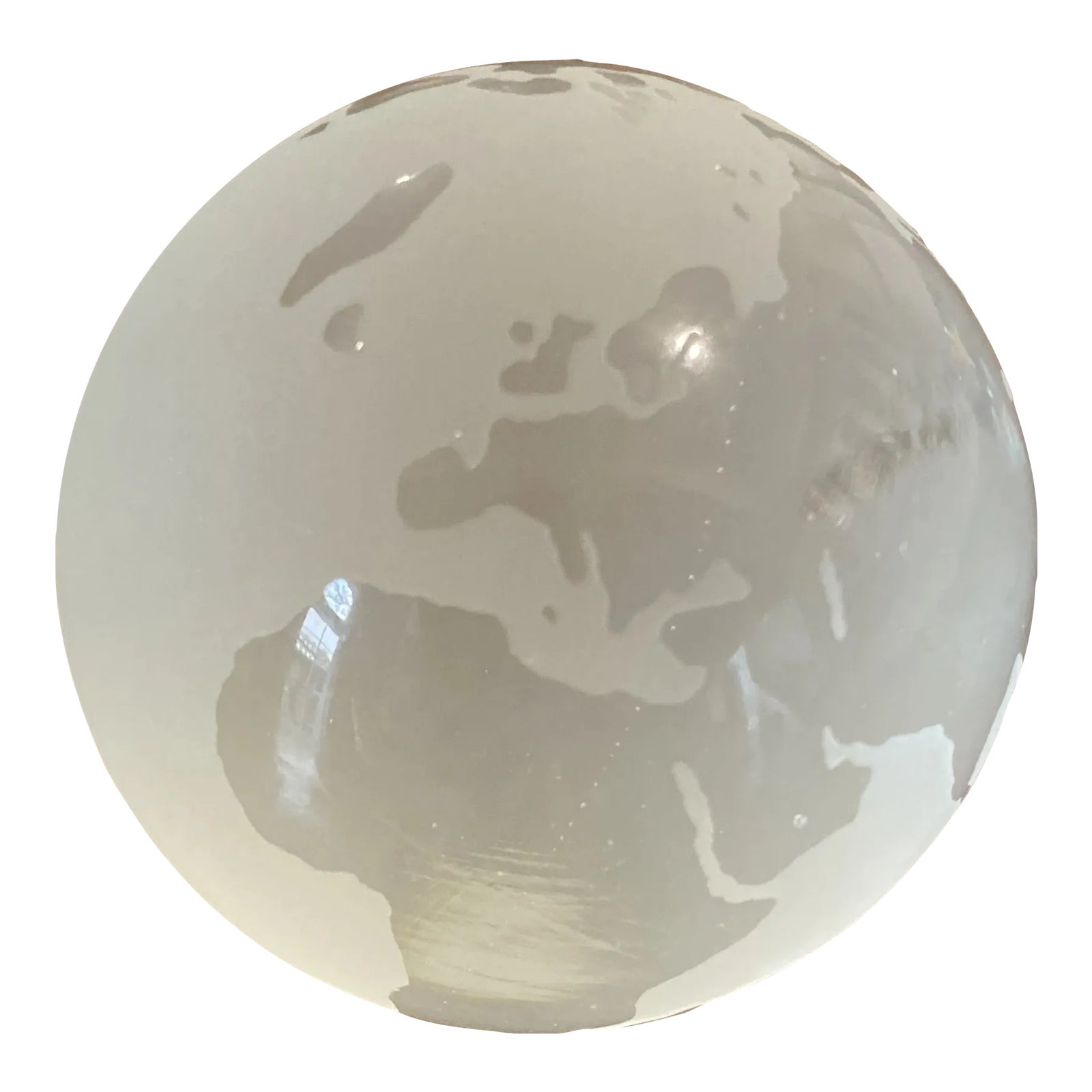 1990s World Map Glass Paperweight | Chairish