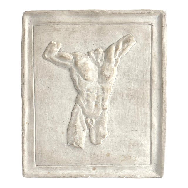 Vintage 1950s French Plaster Nude Male Torso Bas-Relief Sculptural Wall ...