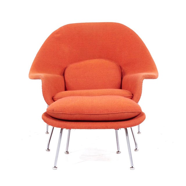 Florence Knoll Mid Century Womb Chair With Ottoman | Chairish