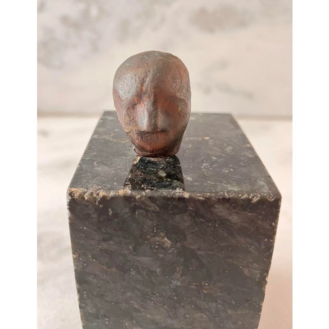 Vintage Ceramic and Stone Head Statue | Chairish