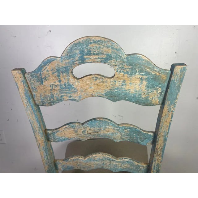 Set of Eight French Painted Ladder Back Dining Chairs | Chairish