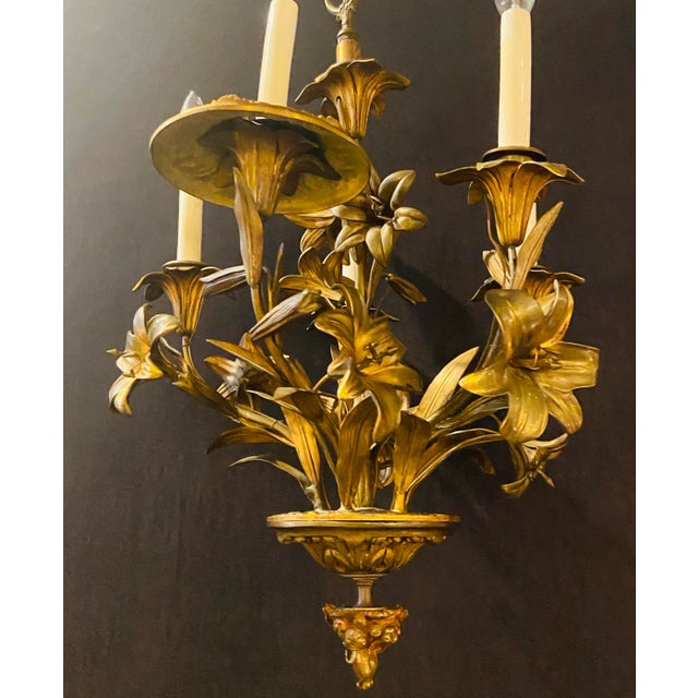 Louis XVI Style Bronze Mounted Five Light Tulip Design Light Fixture ...