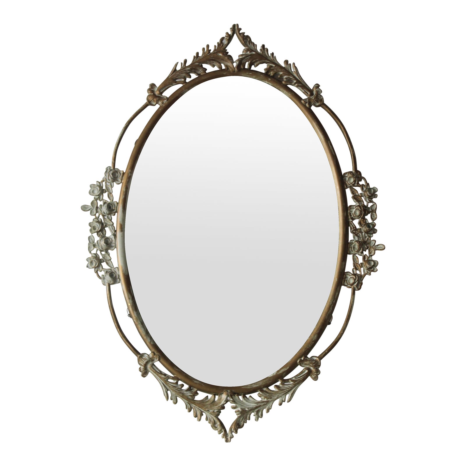 1920s Distressed Tony Duquette Style Gold Brass Finish Oval Wall Accent ...