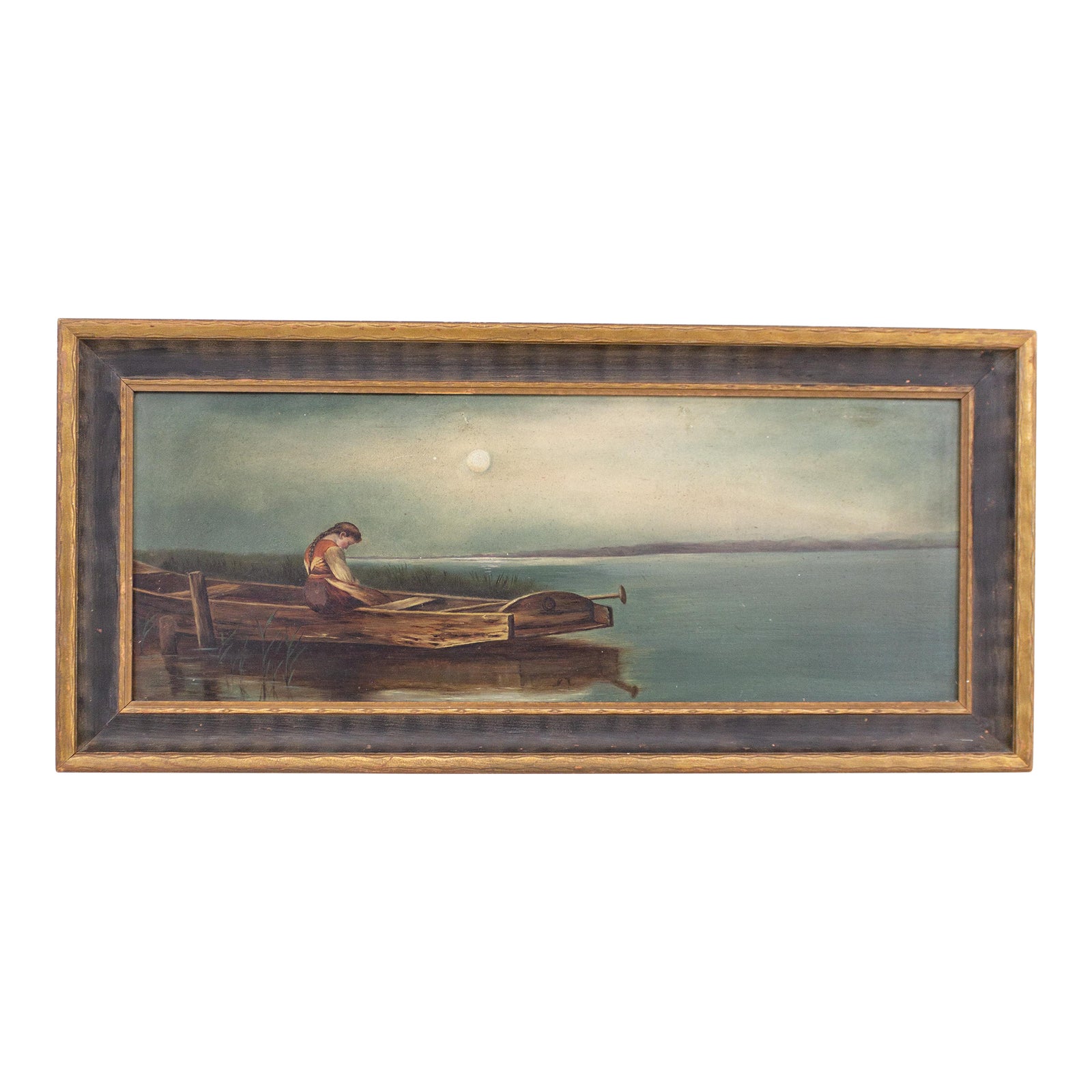 Antique Framed Acrylic Painting After 'Alone' by Heinrich Vosberg ...