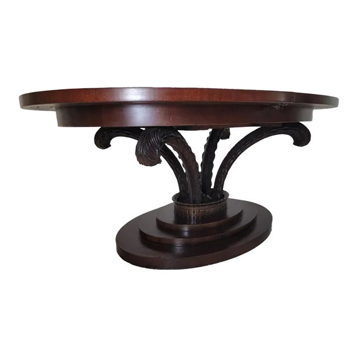 Art Deco Carved Arched Acanthus Leaf Dining Table by Dorothy Draper | Chairish