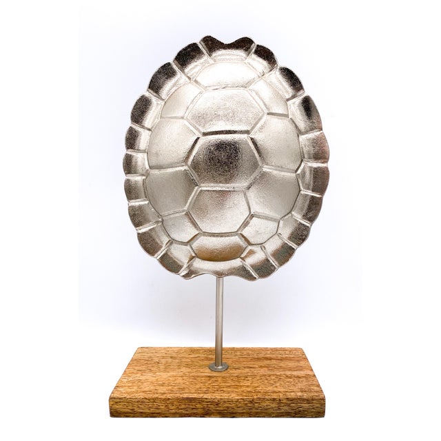 Contemporary Cast Aluminum Turtle Shells on Wood Stands- Set of 2 ...