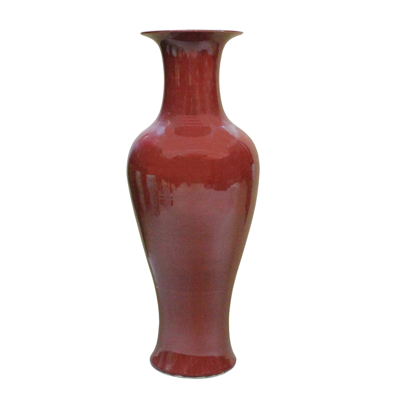 Burgundy Red Handmade Large Tall Slim Line Vase | Chairish