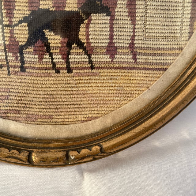 Antique Silhouette Needlepoint of a Dutchman and His Dog, Framed | Chairish