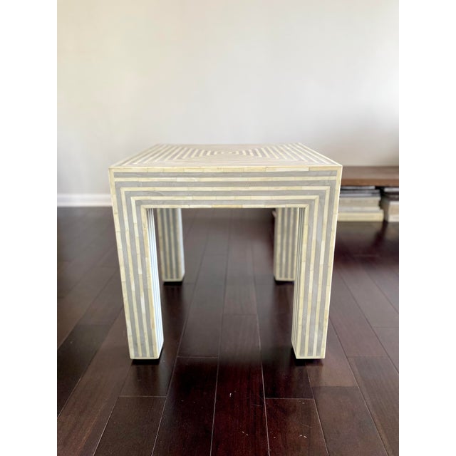 Bone and Resin Striped Mod Side Table Malena Stripped Side Table by ...