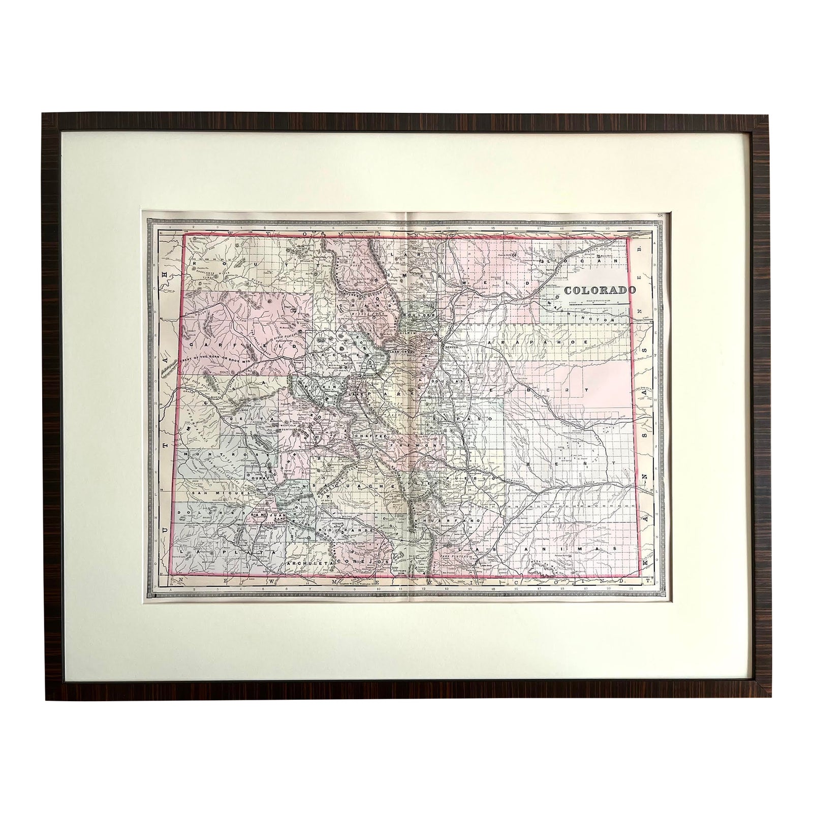Original Antique Map of Colorado Circa 1889 Bradley's Atlas Hand ...