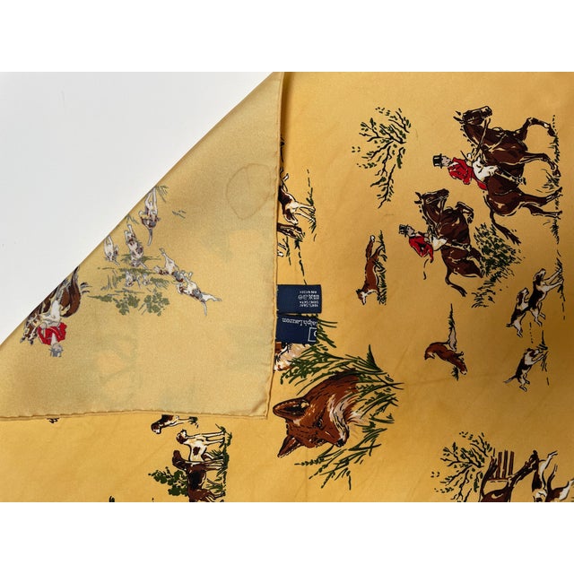 1990 Ralph Lauren Fox Hunt Scarf or Pocket Square | Chairish