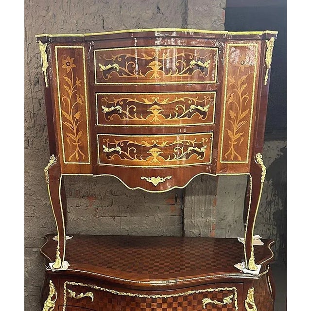 French Rococo Style Commode With 3 Drawers and Gold Details | Chairish