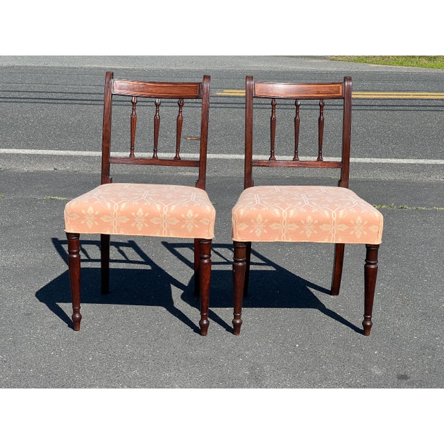 Early 19th Century Antique Pair of Inlaid Sheraton Side Chairs With ...