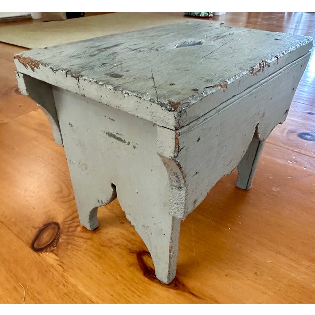 Antique Primitive Apron Front Painted Wood Fireplace Stool | Chairish