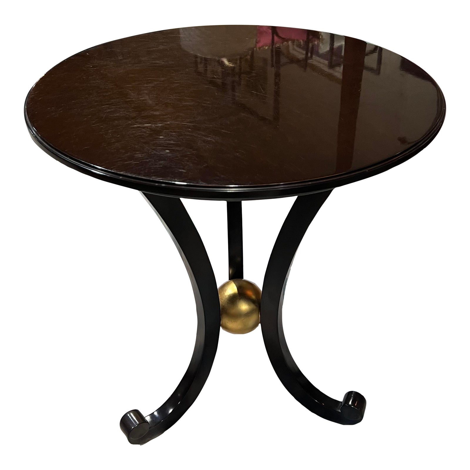 Christopher Guy Dark Wood Three Leg Martini Table | Chairish