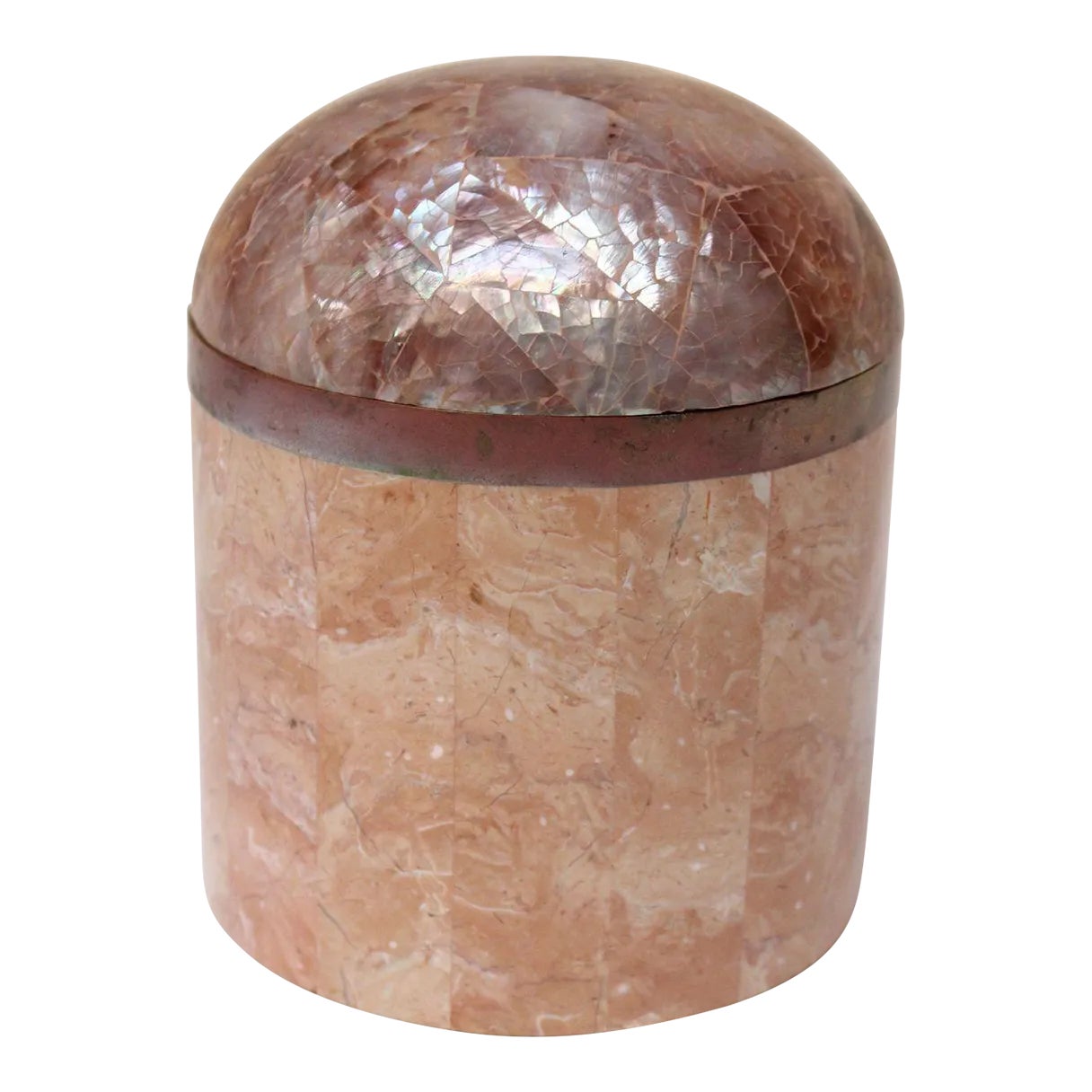 Vintage Brass and Tessellated Stone Dome-Lidded Box After Maitland ...