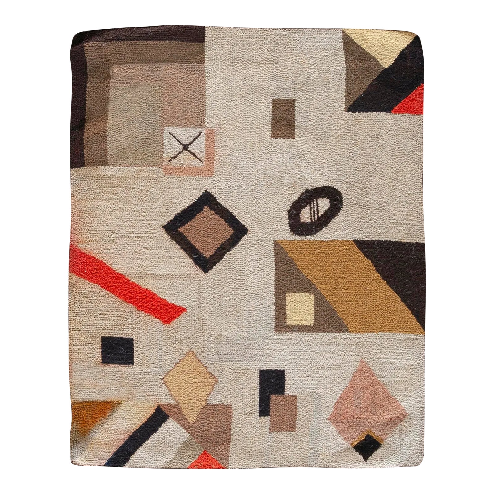 1930s American Hooked Rug (2' 3'' X 2' 10'' - 68.6 Cm X 86.4 Cm ) | Chairish