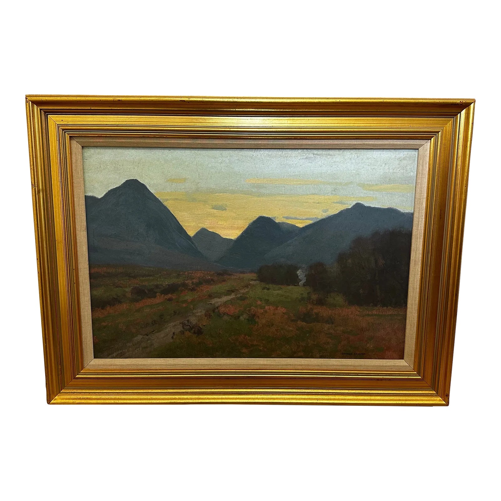Oil Painting Scottish Highlands Moor Evening Glen Sannox Signed George ...