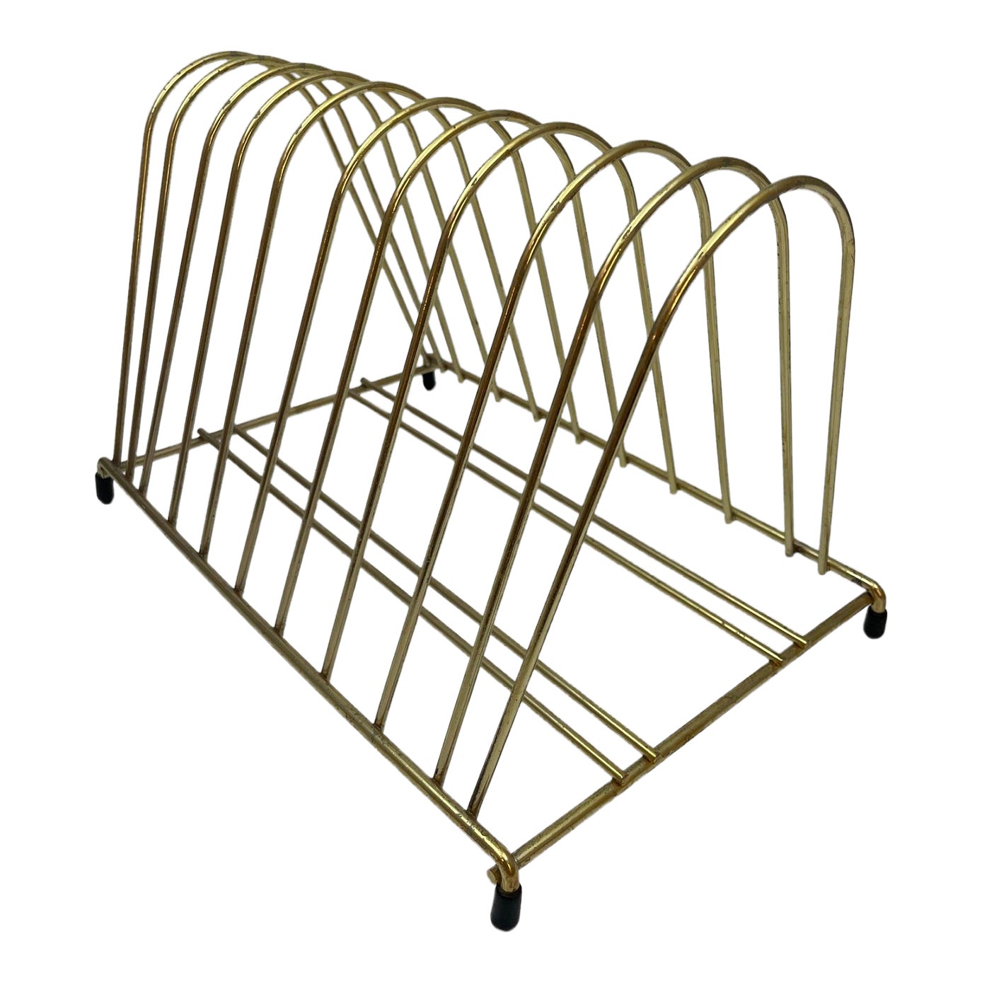 Vintage Brass Wire Record Vinyl Rack Mid-Century Modern 1950's | Chairish