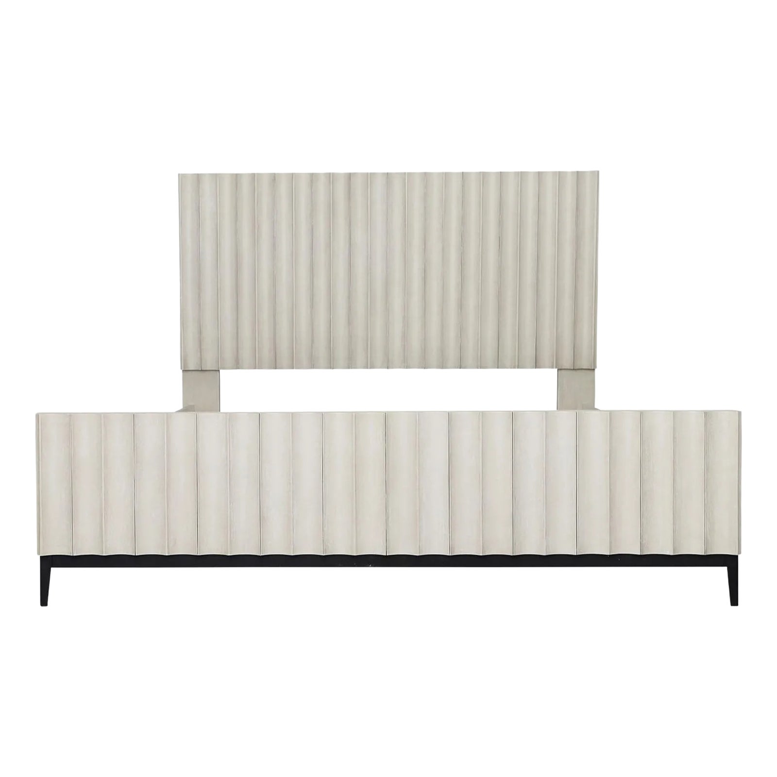 Modern White Wash Oak King Bed Frame | Chairish