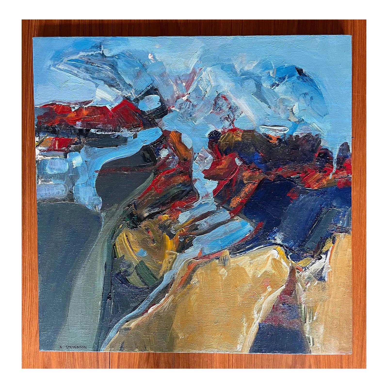 Modern Abrtract Oil and Gesso Painting on Canvas by Ann Stevenson ...