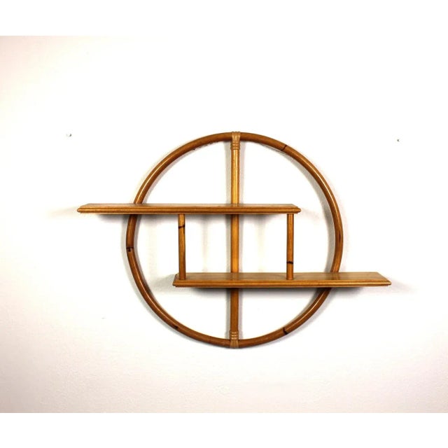 Vintage Rattan Round Circle Wall Shelf Hanger Boho Bohemian Bamboo ...