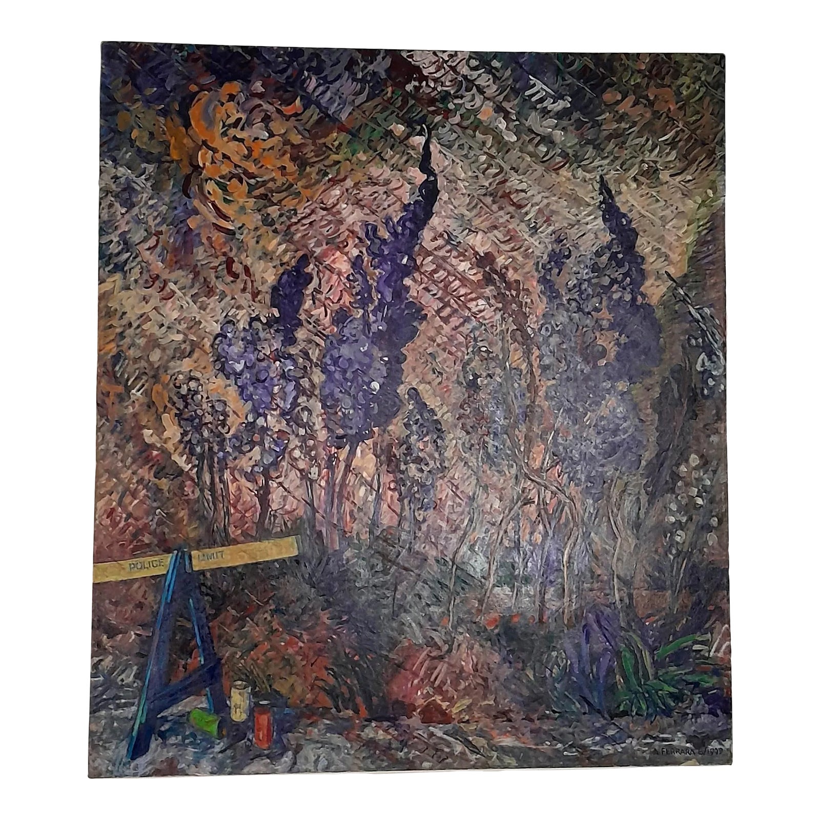 Anthony Ferrara Large Original Oil Painting "Police Limit" 1999 ...