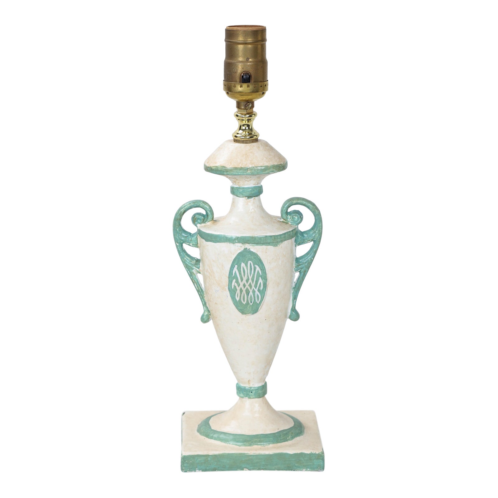 Vintage White Urn Lamp With Duke & Duchess of Windsor Green & White ...