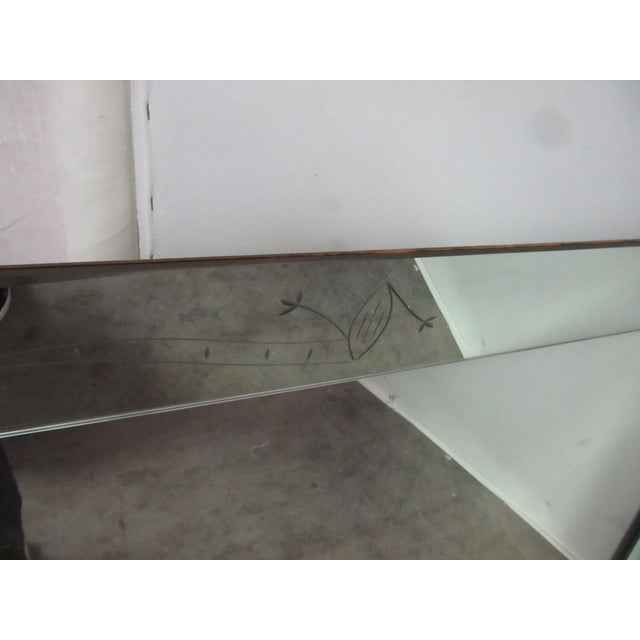 Mid Century Hollywood Regency Trapezoid Mirror With Etching | Chairish