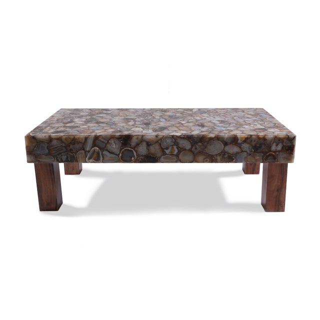 Earthy Brown Agate Stone Coffee Table With Optional Backlighting | Chairish