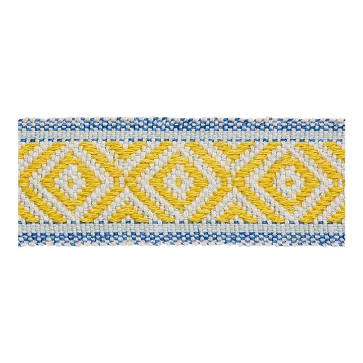 Sample - Schumacher Larson Handwoven Tape in Yellow & Blue | Chairish