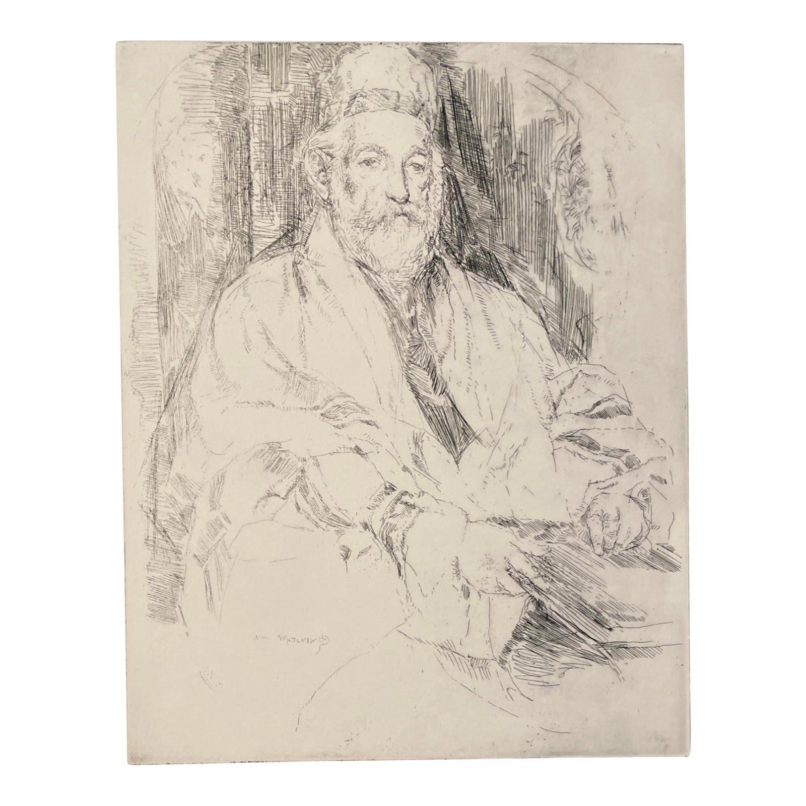 1920s William Meyerowitz Rabbi Judaica Etching | Chairish