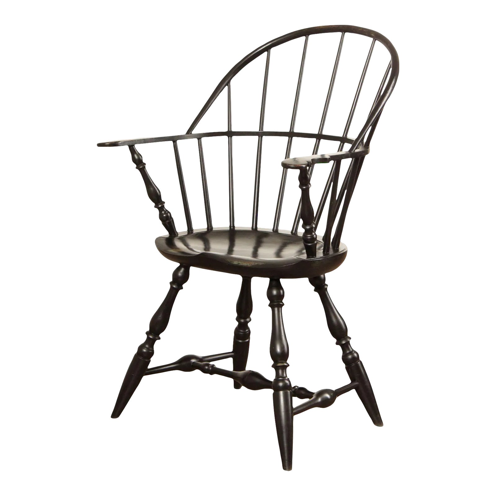 Vintage Custom Crafted Colonial Style Black Painted Windsor Armchair ...