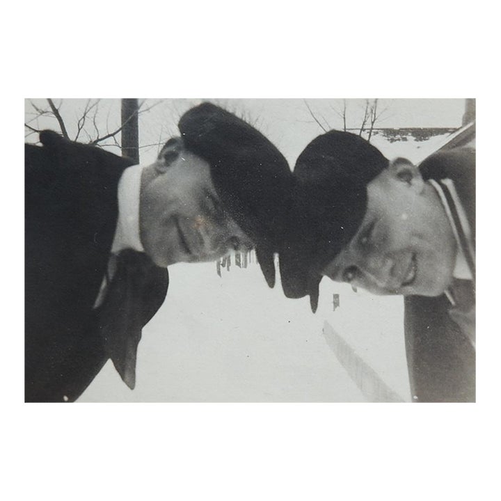 Early 20th Century Snapshot Photograph Two Guys Goofing Off | Chairish