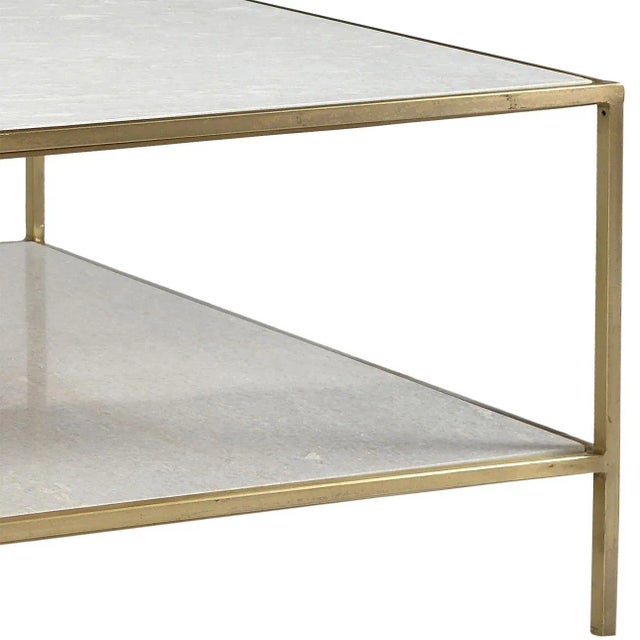Marble & Brass Coffee Table W/Shelves | Chairish