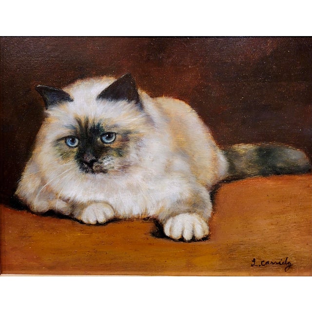 Cassidy-Portrait of a Melancholic Siamese Cat W/Blue Eyes-Oil Painting ...
