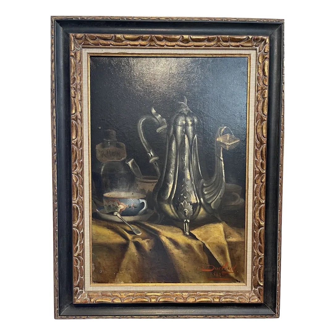 Henry Ducloux, Tea Time, 1882, Oil on Canvas, Framed | Chairish