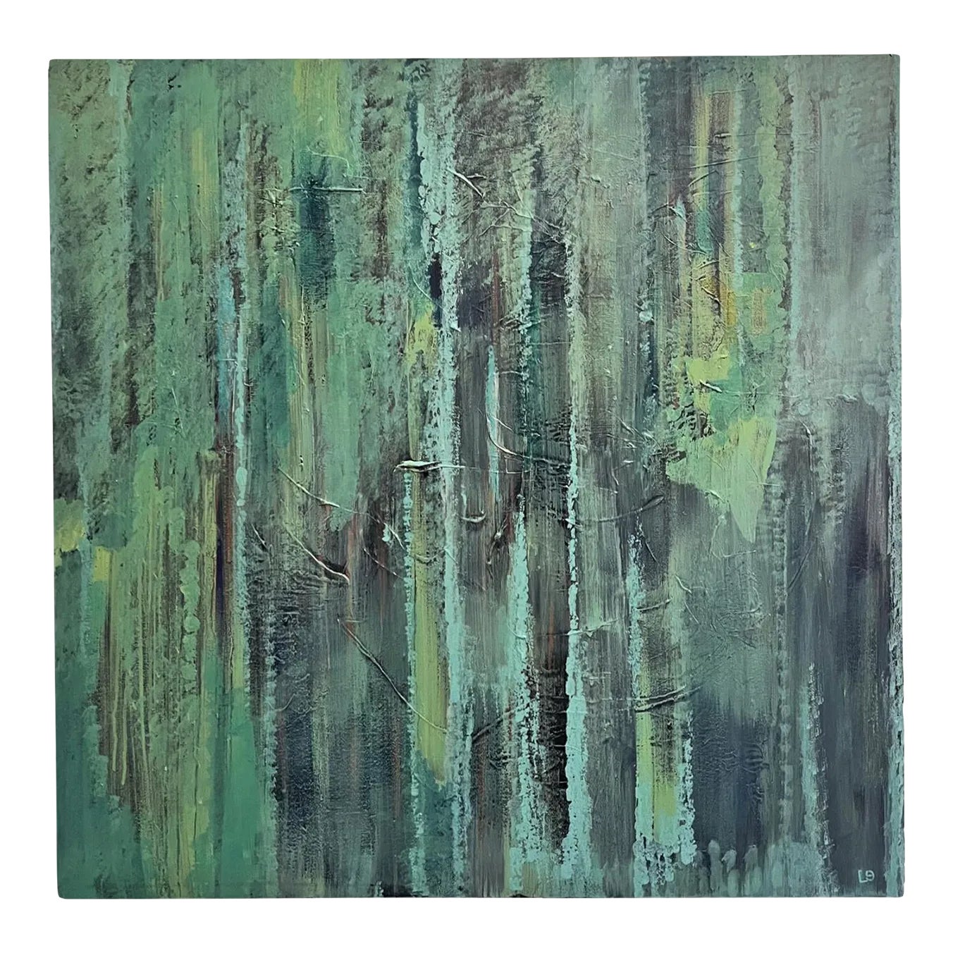 Turquoise Rain Painting - Oil on Canvas | Chairish